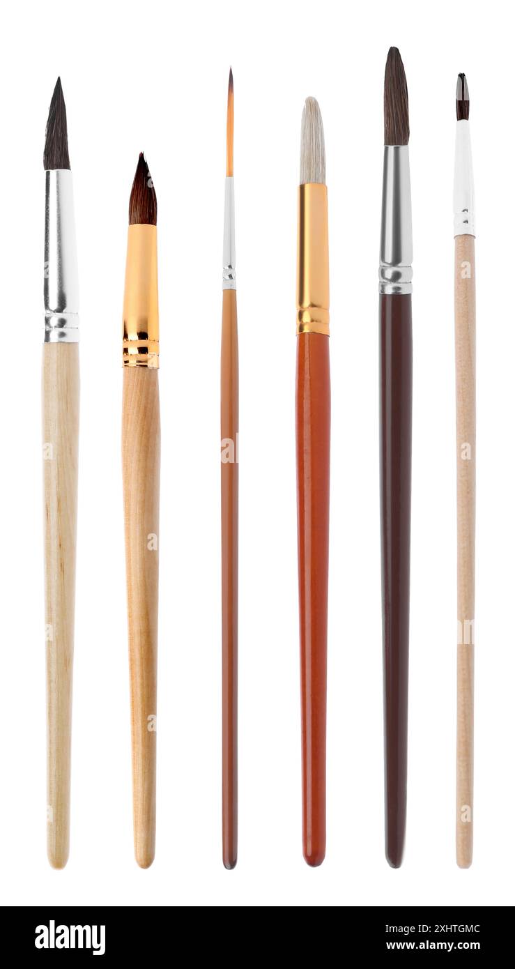 Six different paint brushes isolated on white Stock Photo - Alamy