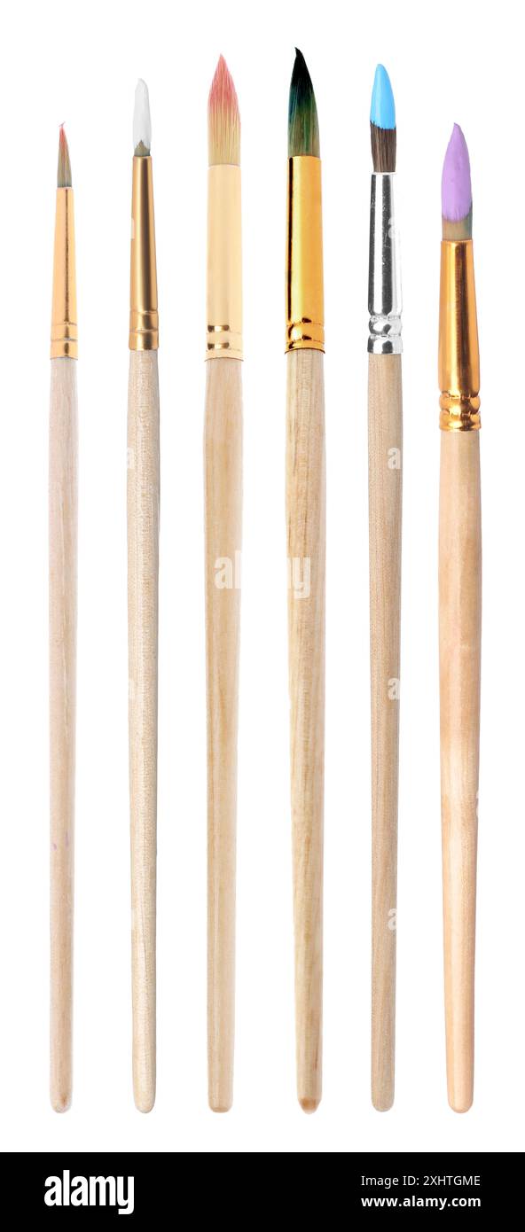 Six different paint brushes isolated on white Stock Photo - Alamy