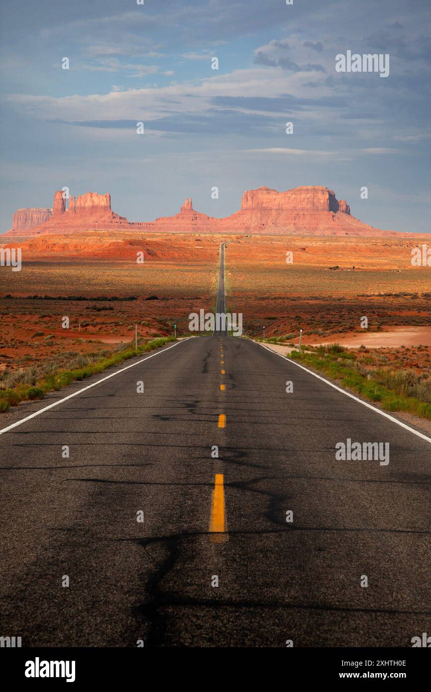 View looking down the middle of empty US highway 163 heading towards ...