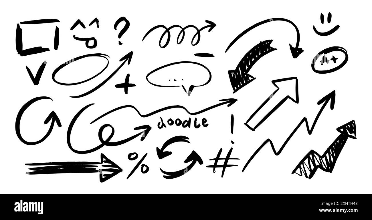 Hand drawn crown arrows Black and White Stock Photos & Images - Alamy