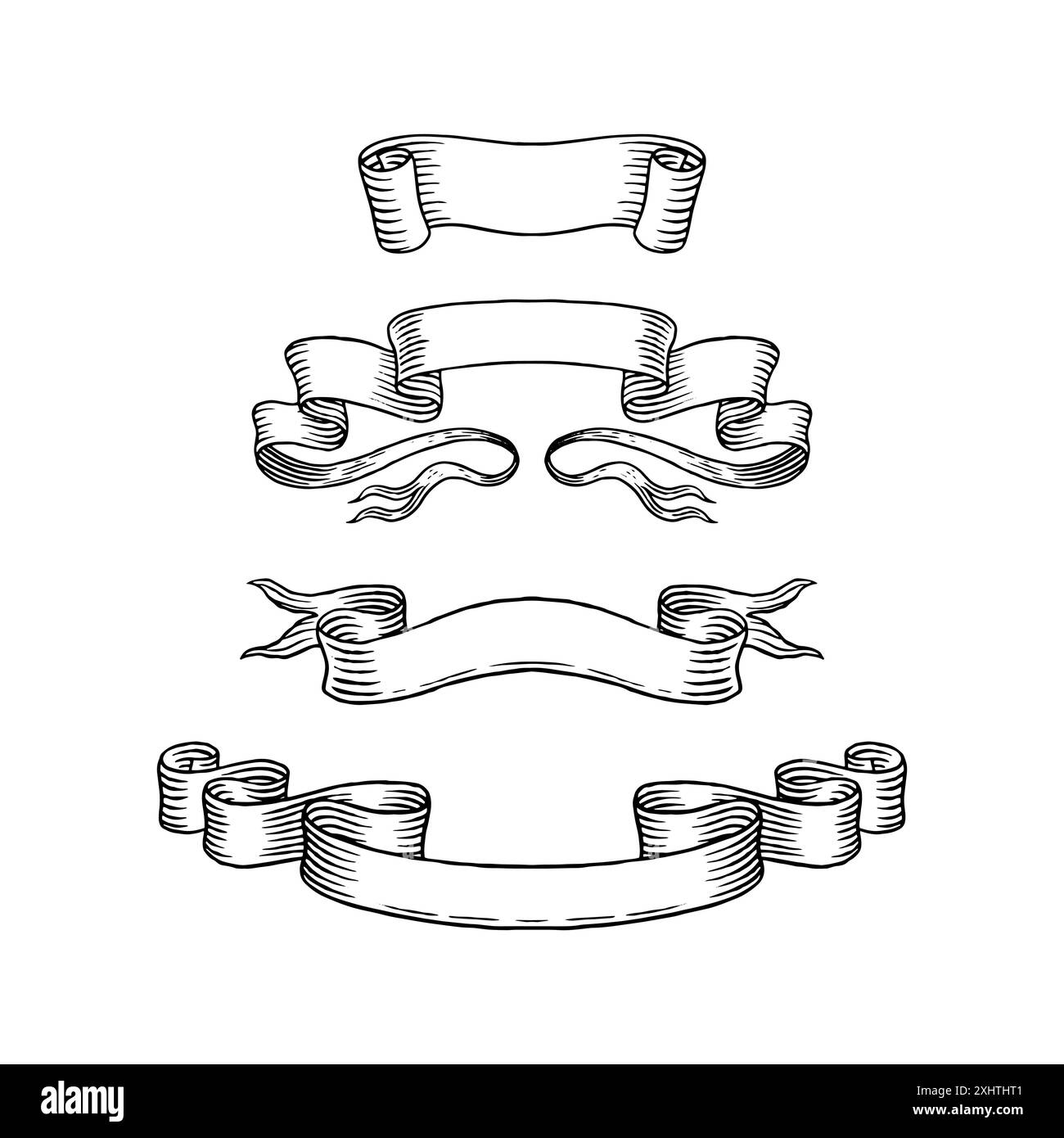 Set of different ribbons. Design icons for greeting cards, banners ...