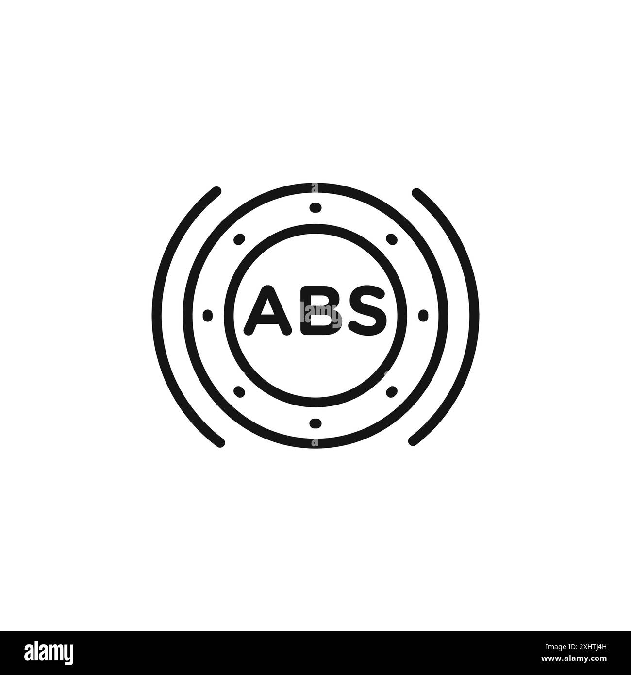 Automotive ABS icon outline collection or set in black and white Stock ...