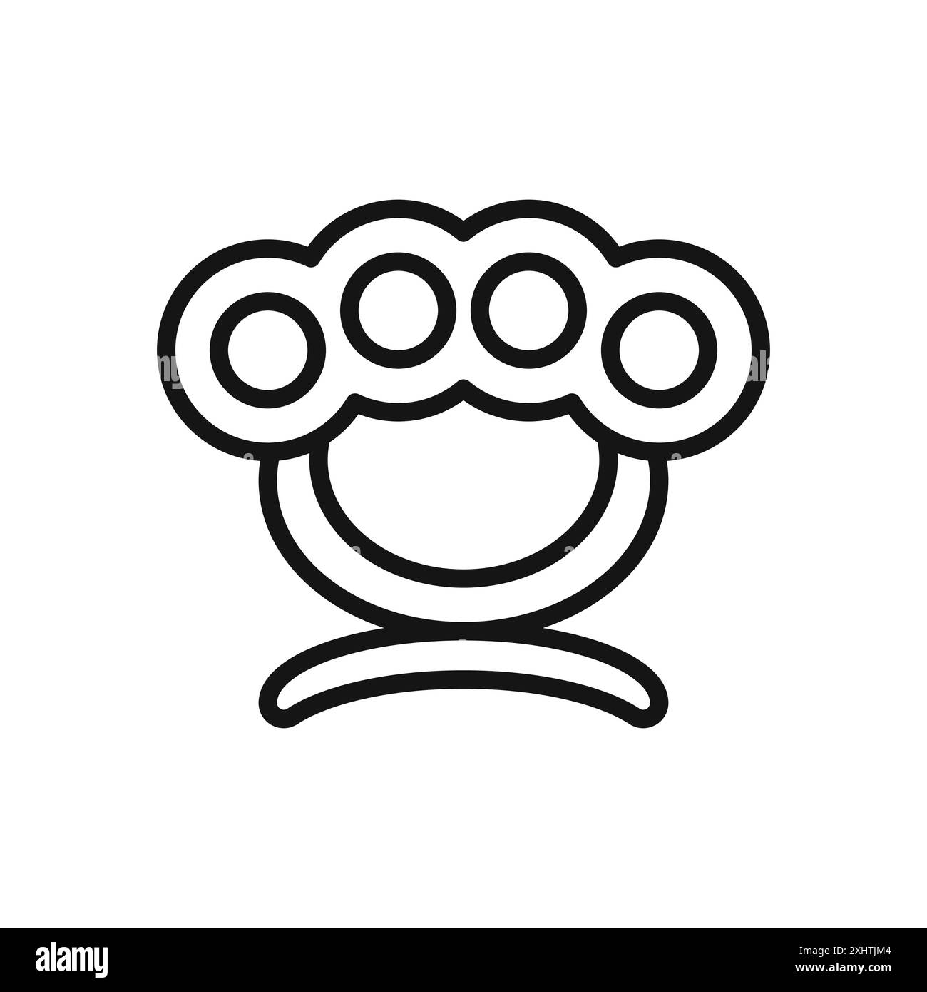 brass knuckles icon outline collection or set in black and white Stock ...