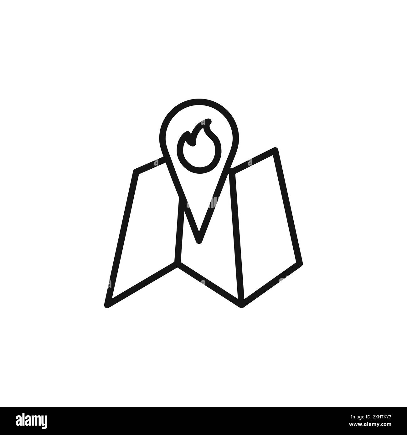 fire location icon outline collection or set in black and white Stock ...