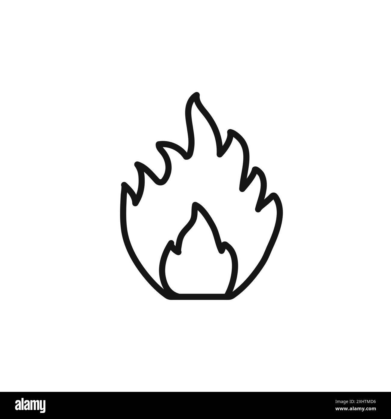 Flame fire icon outline collection or set in black and white Stock ...