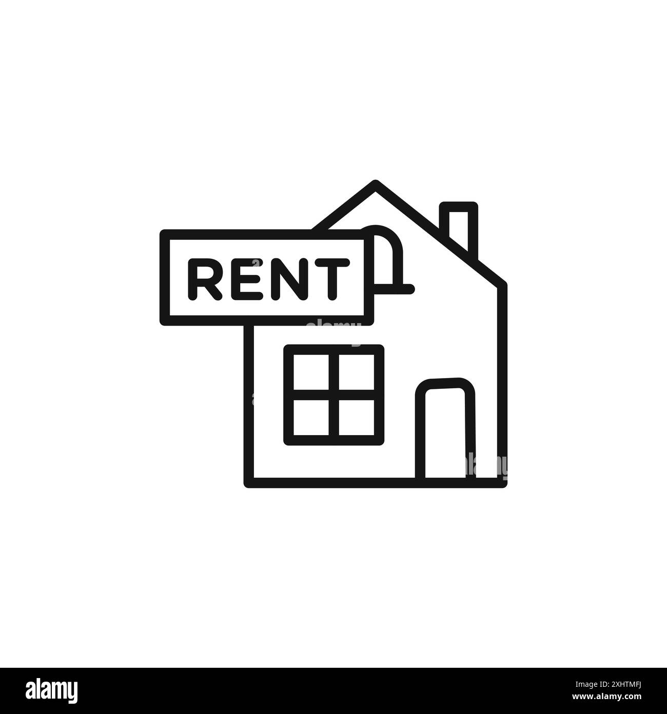 House rent icon outline collection or set in black and white Stock ...