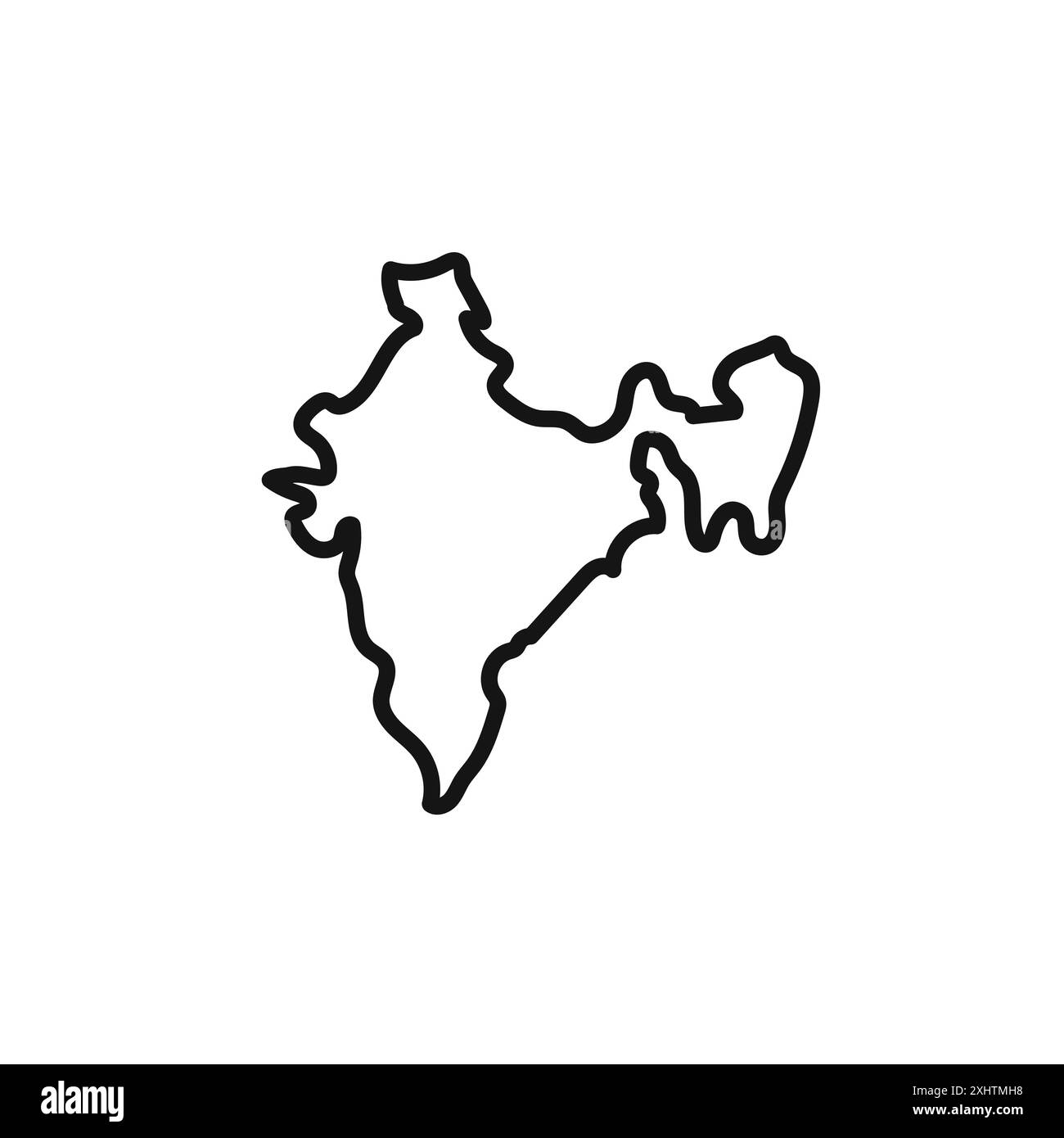 Indian map icon outline collection or set in black and white Stock ...