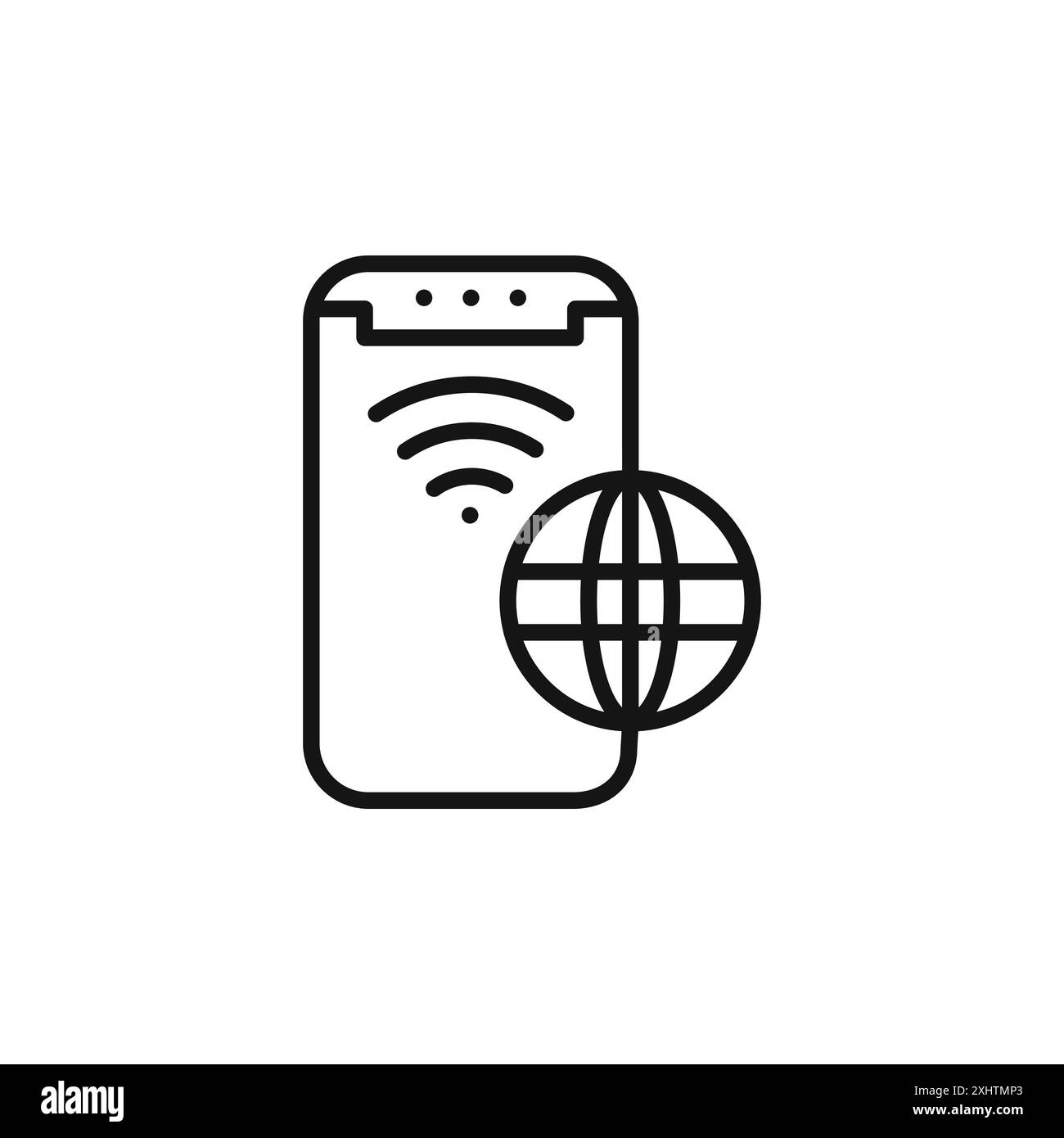 mobile internet icon outline collection or set in black and white Stock ...