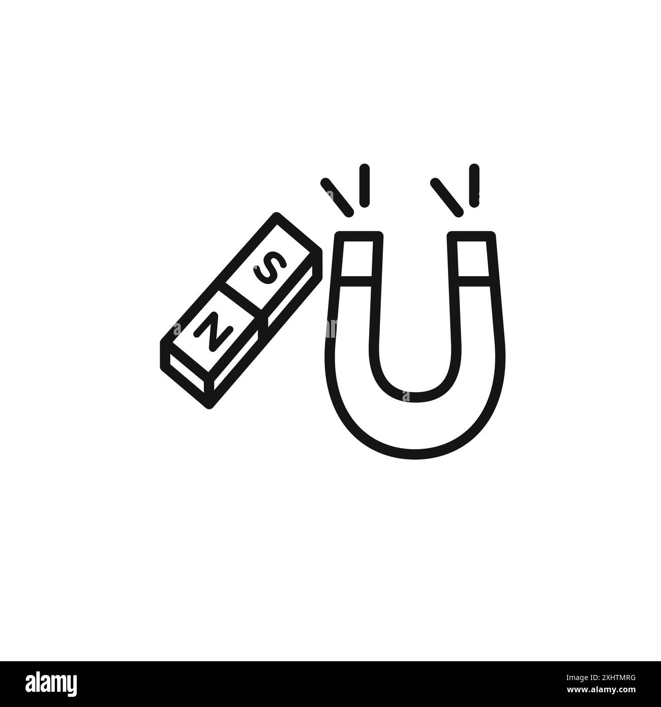 magnet icon outline collection or set in black and white Stock Vector ...