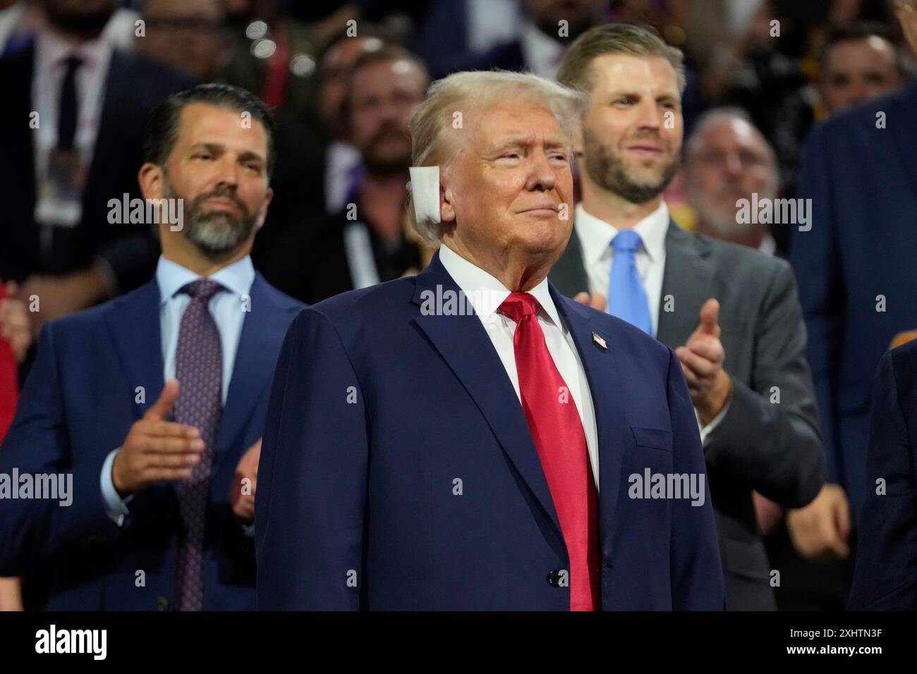 Republican presidential candidate former President Donald Trump appears ...
