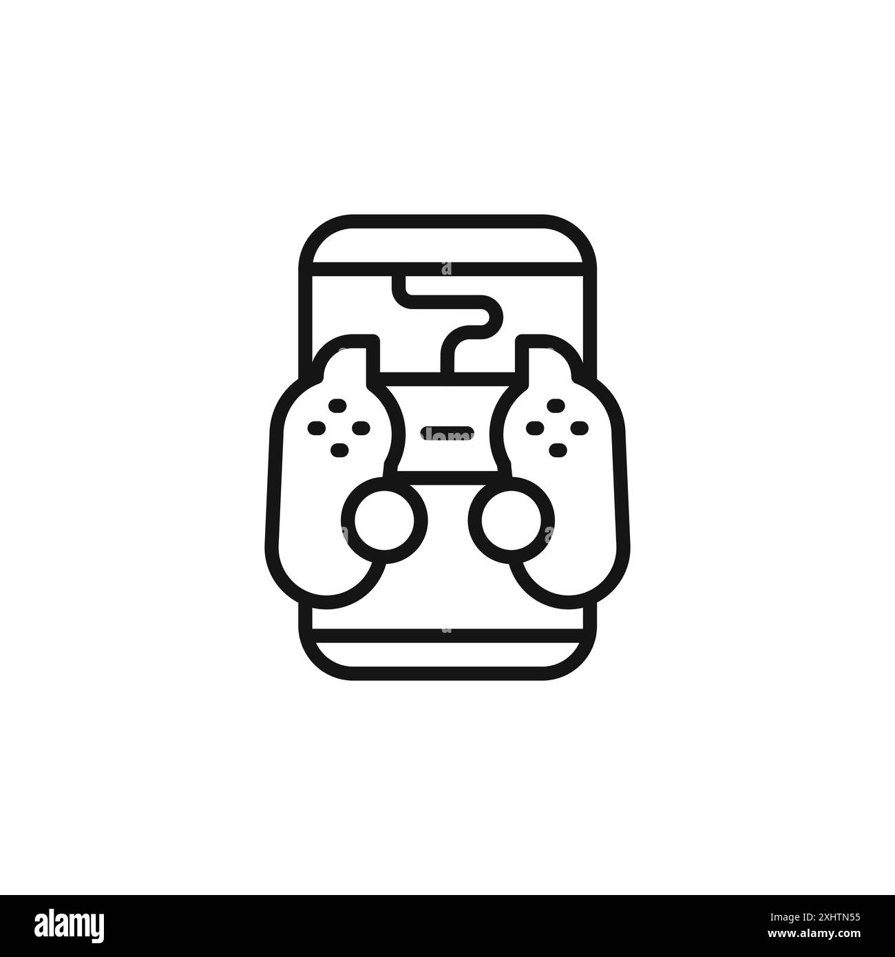 Mobile phone game icon outline collection or set in black and white ...