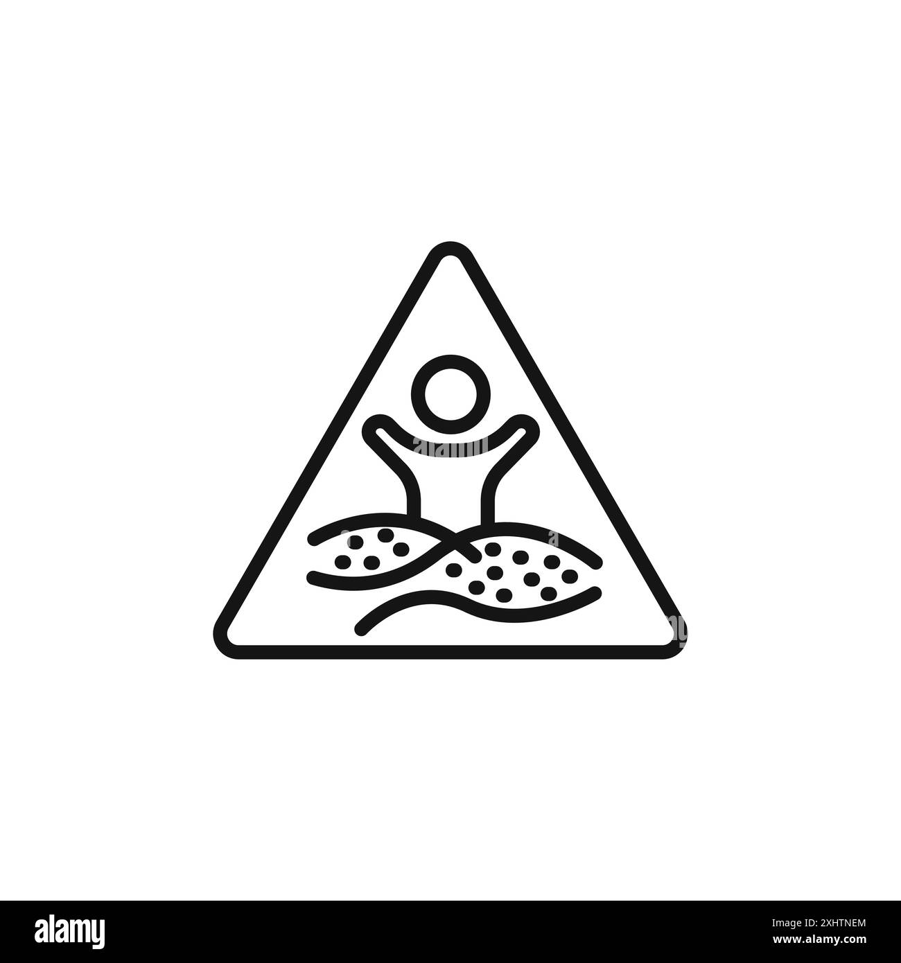Quicksand and Mud Danger Sign icon outline collection or set in black ...