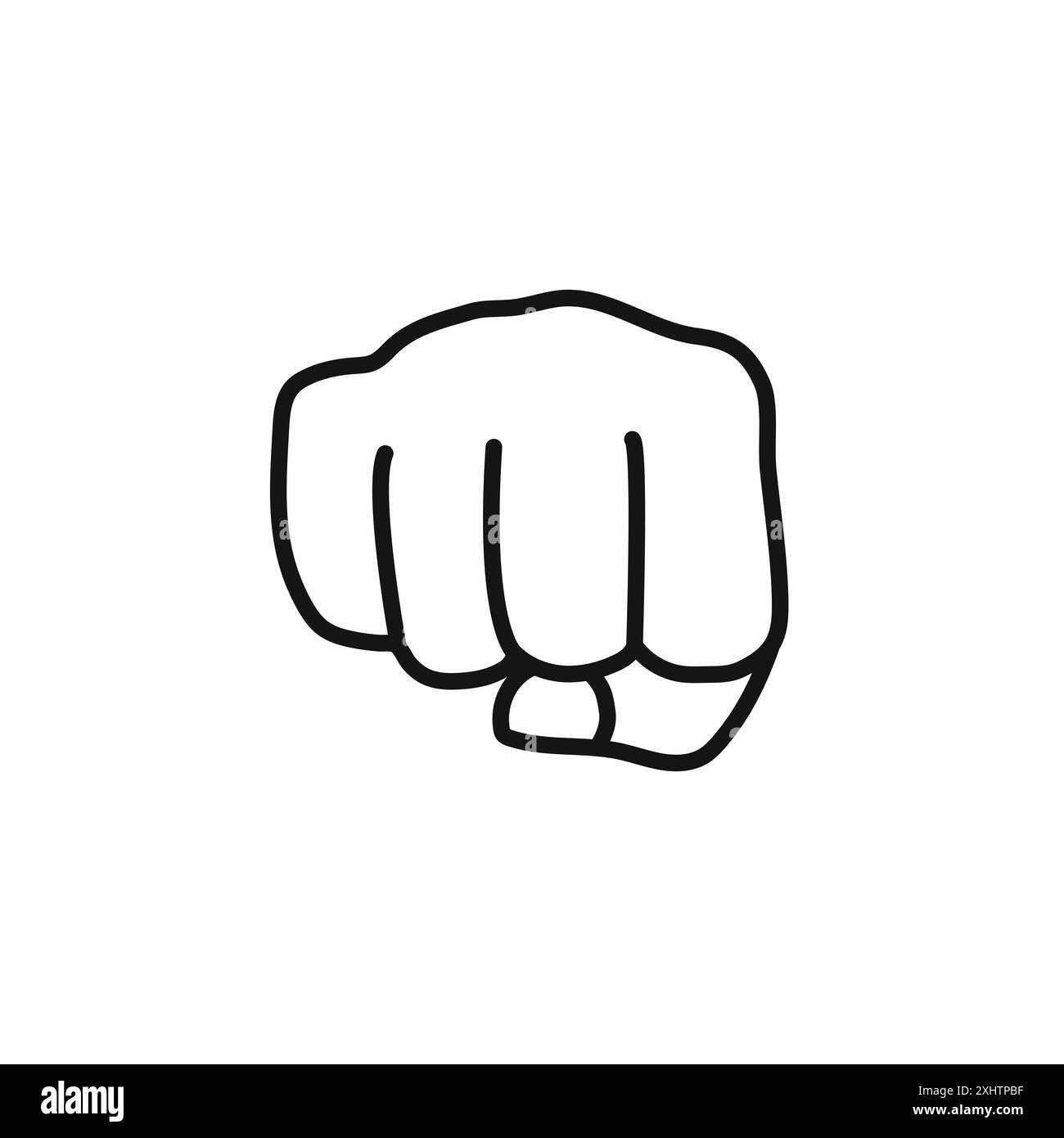 punch fist hand icon outline collection or set in black and white Stock ...