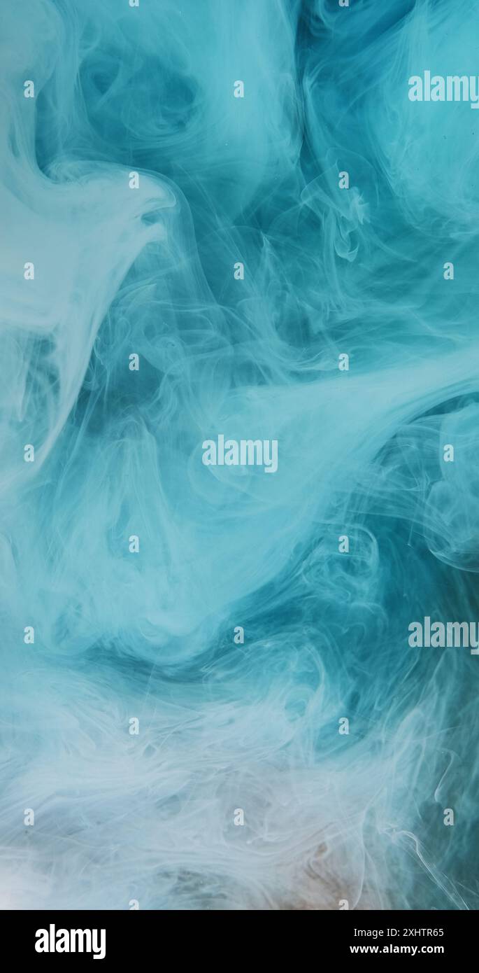 Twisted smoke. Glitter fluid. Spiritual aura. Blue azure paint abstract ...