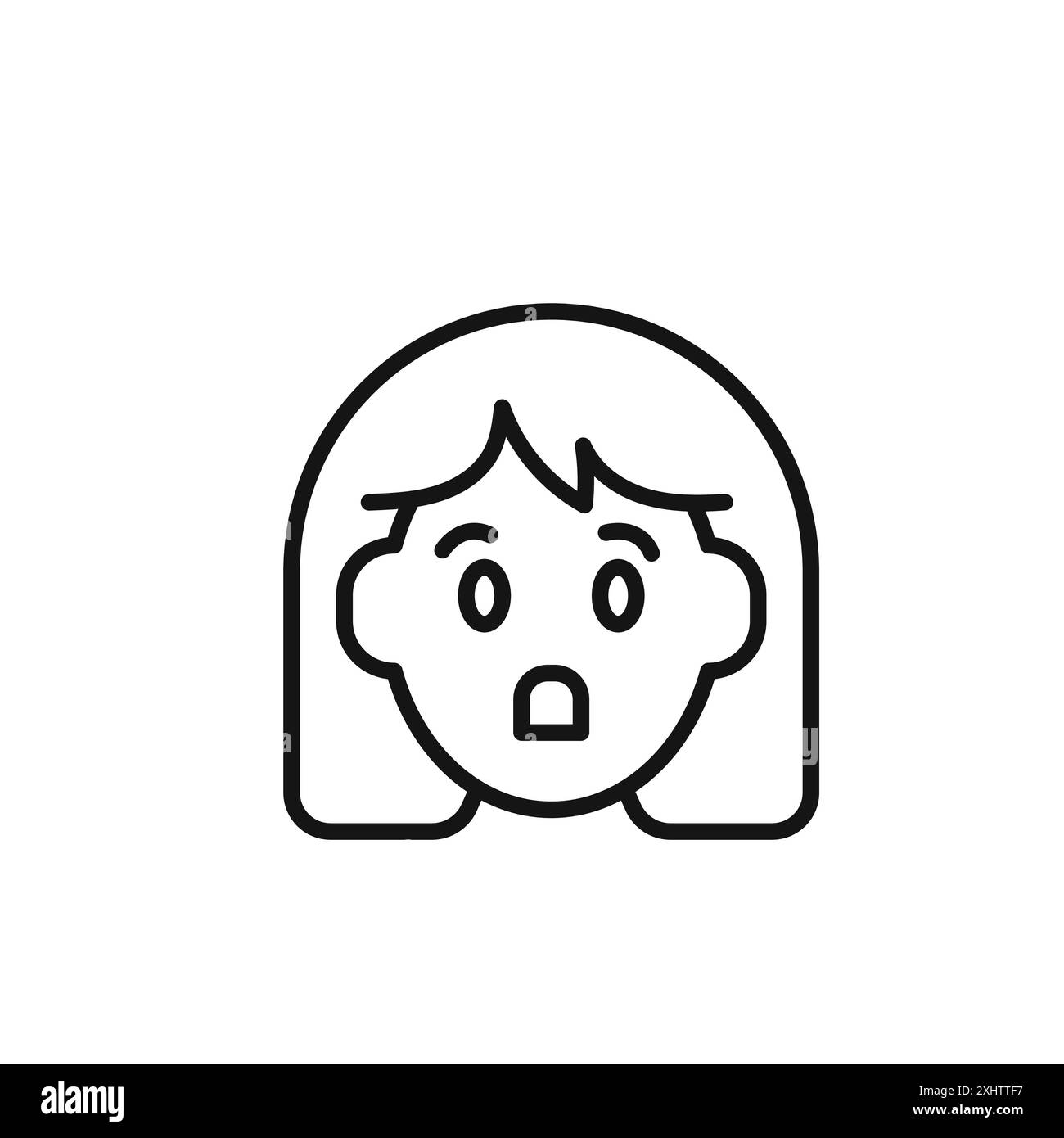 Shocked Girl icon outline collection or set in black and white Stock ...