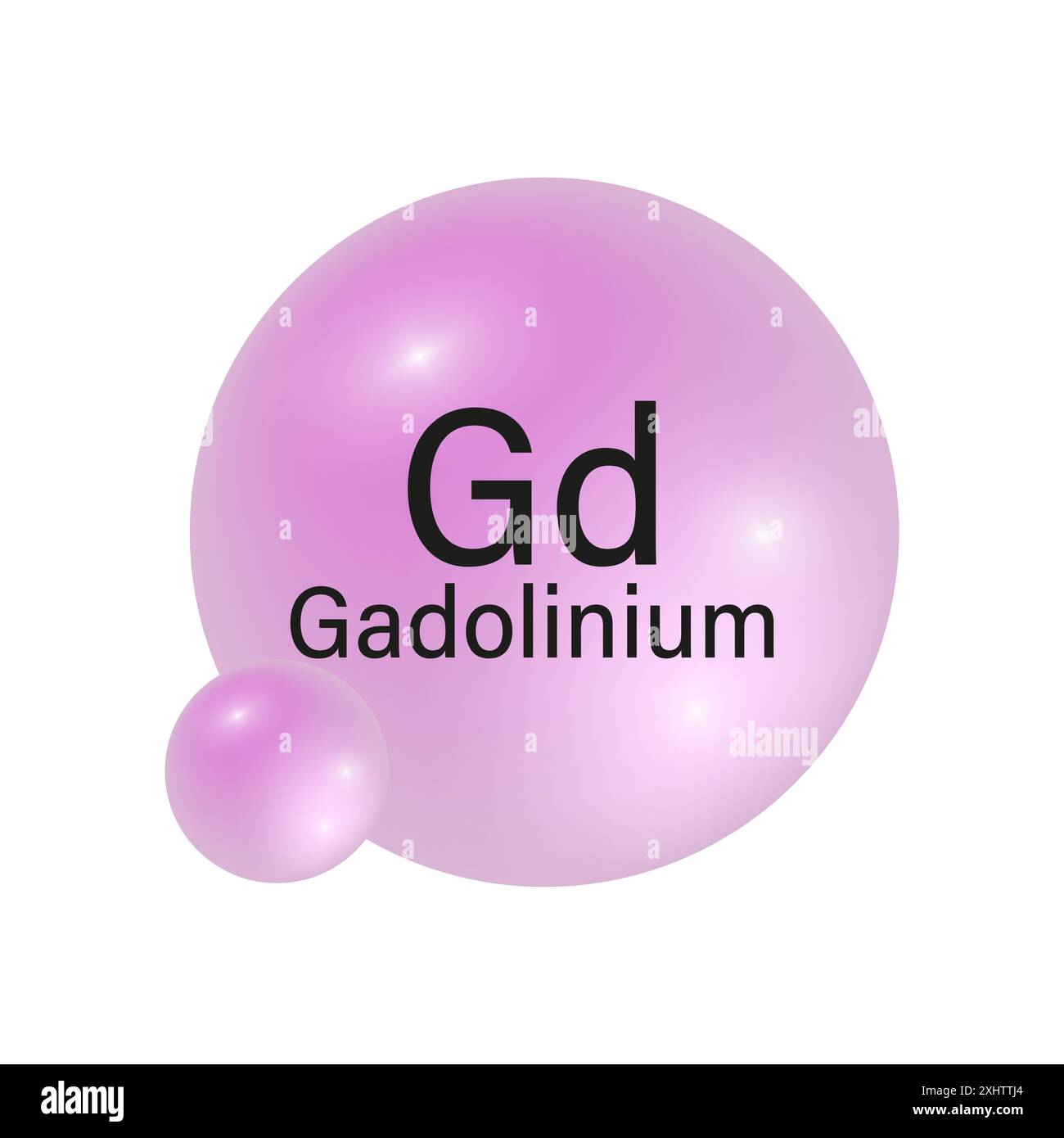 Gadolinium element symbol. Pink spherical representation. Chemical Gd ...