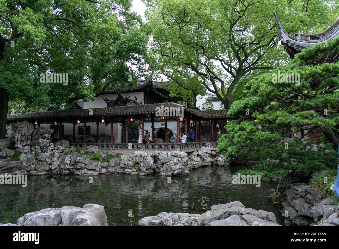Shanghai, China - June 06, 2024 : A serene pond surrounded by lush ...