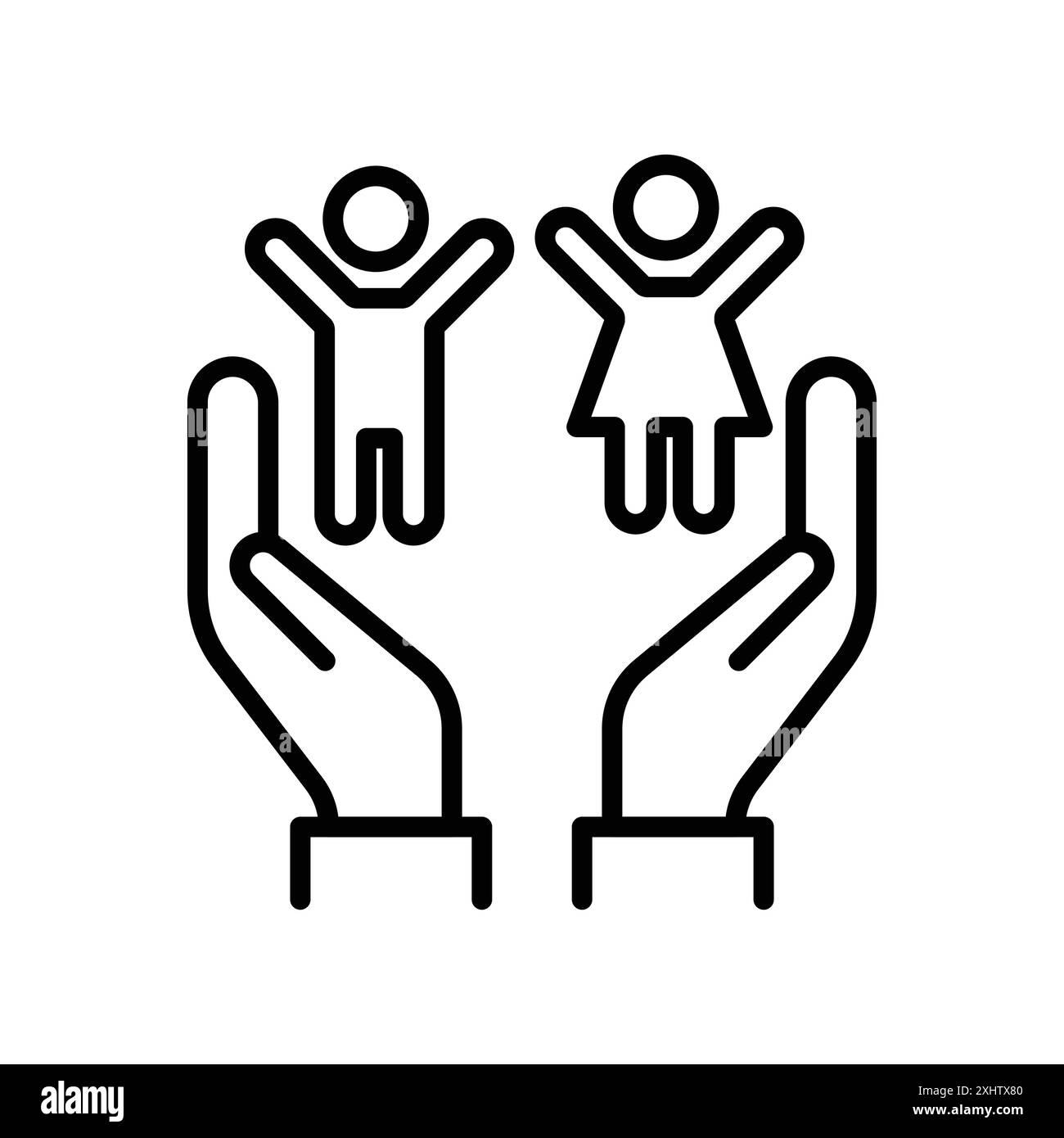 child protect icon linear logo mark set collection in black and white ...