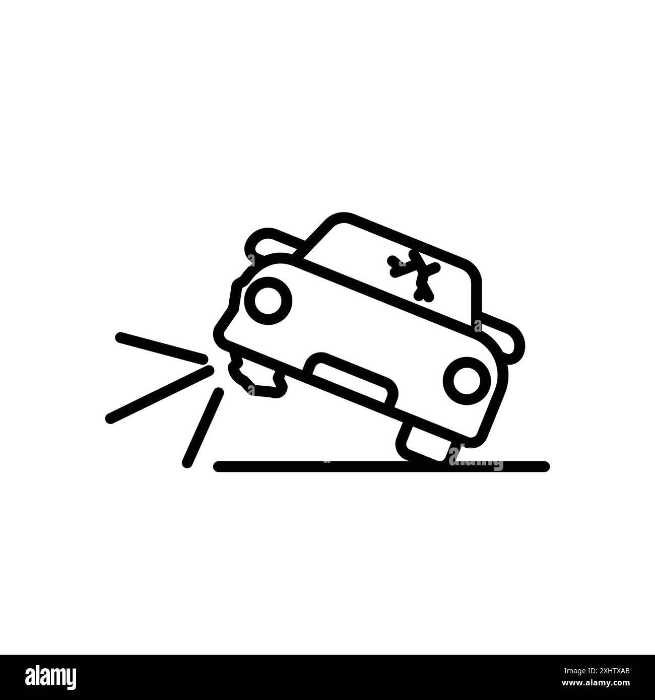 car accident icon linear logo mark set collection in black and white ...