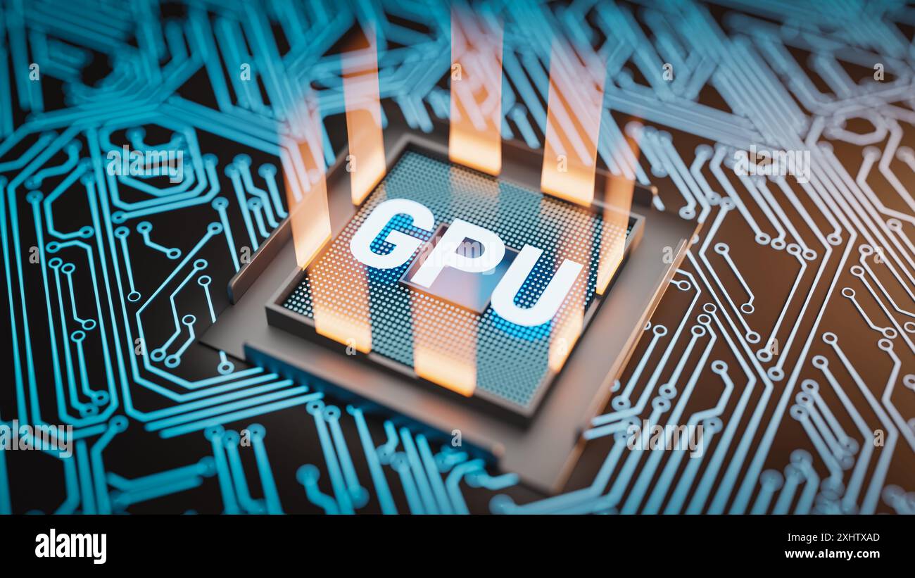 GPU computing chip of graphics card. 3d rendering Stock Photo - Alamy