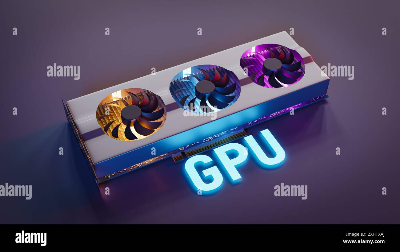GPU computing chip of graphics card. 3d rendering Stock Photo - Alamy