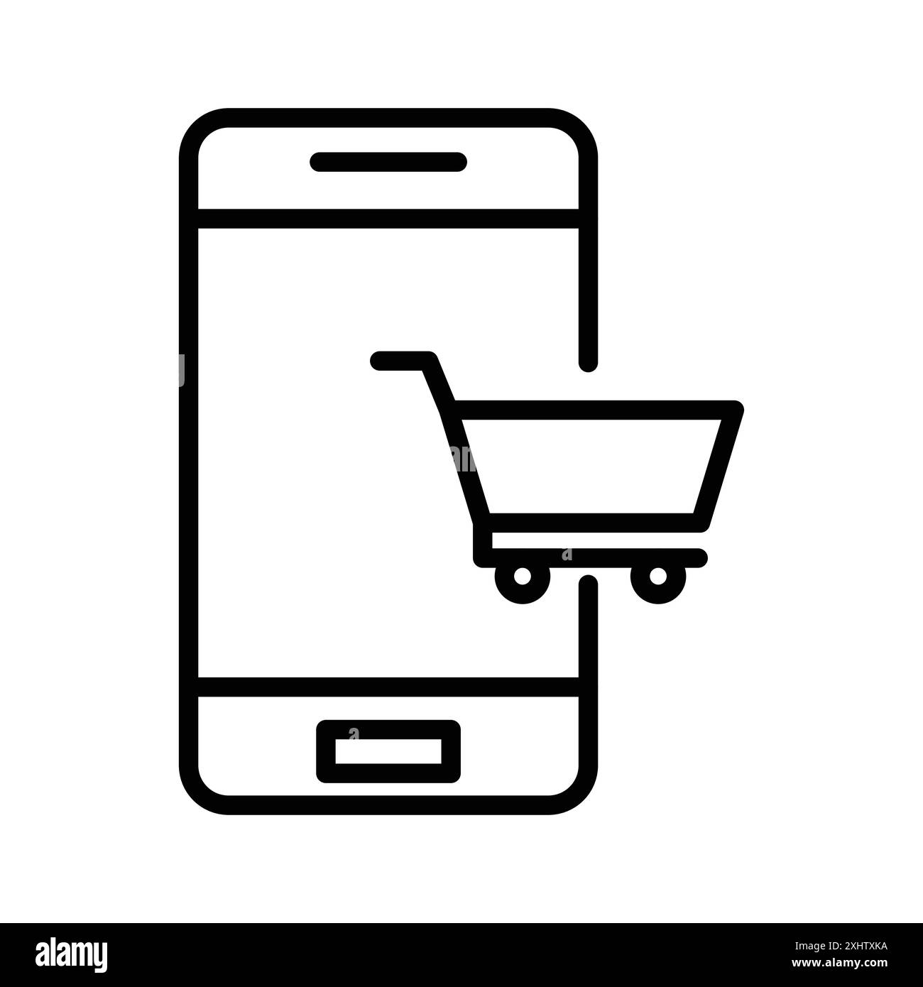 E-Business mobile icon linear logo mark set collection in black and ...