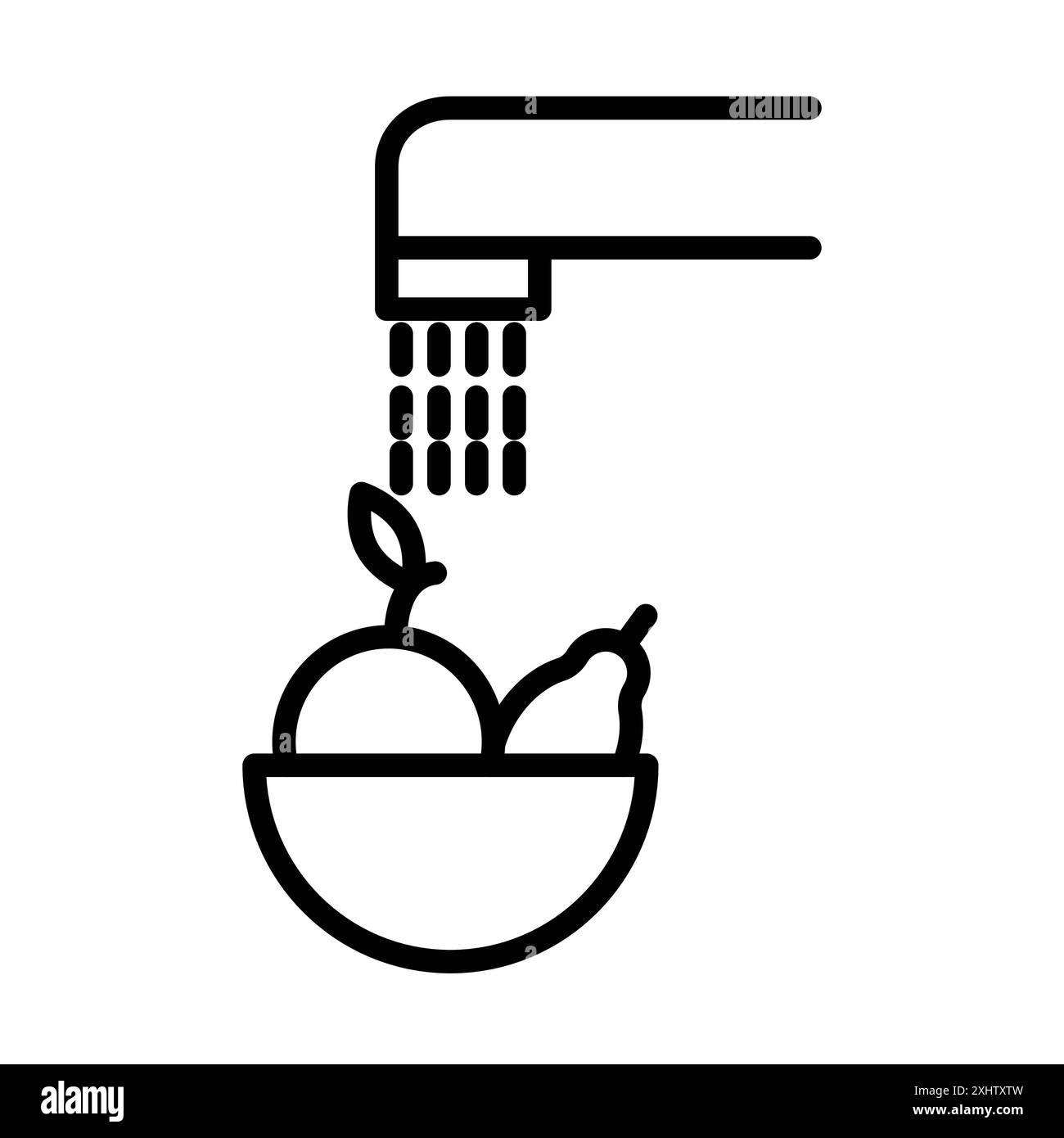 Fruits Washing icon linear logo mark set collection in black and white ...