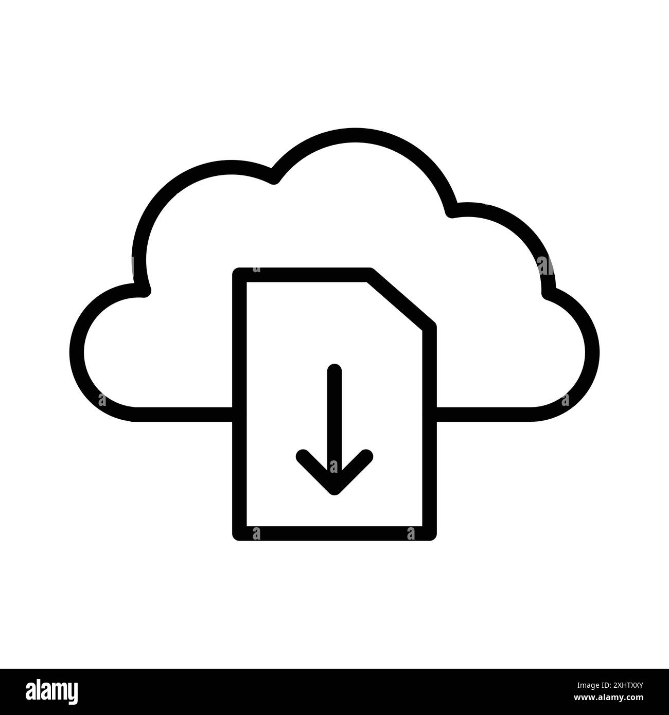 Cloud Download File Icon Linear Logo Mark Set Collection In Black And White For Web Stock Vector
