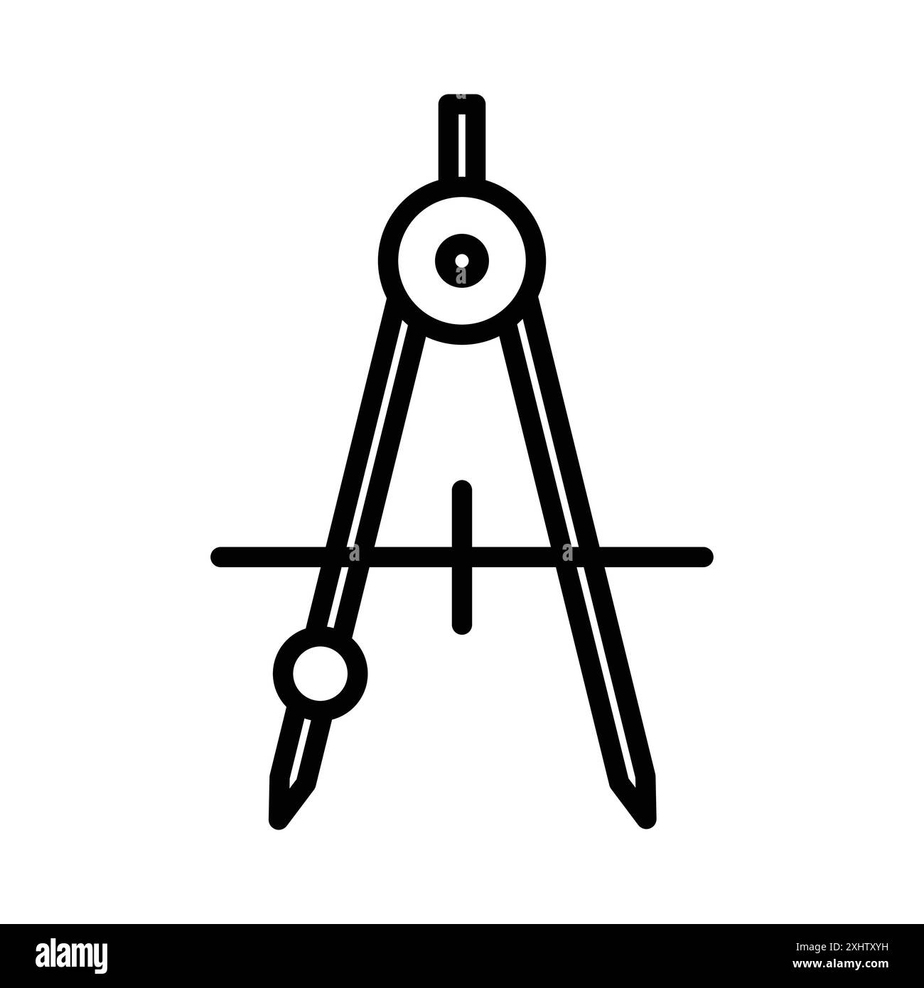drawing compass icon linear logo mark set collection in black and white ...