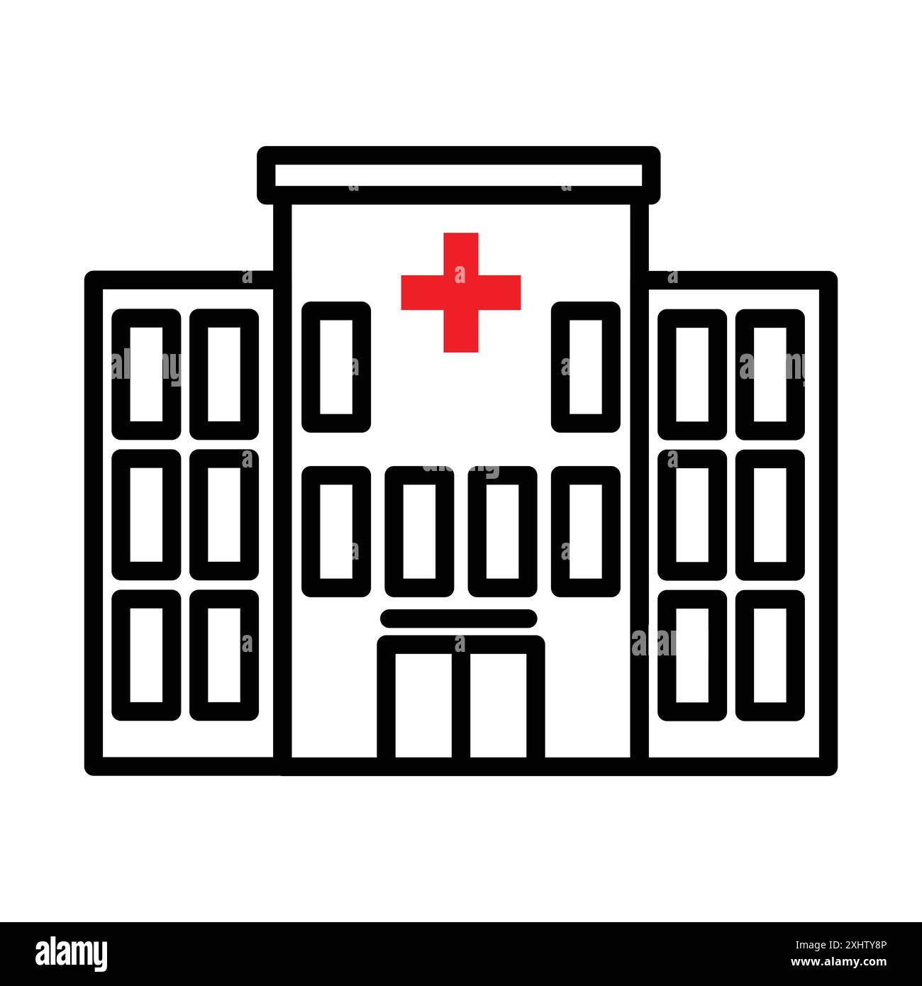 Hospital Building Icon linear logo mark set collection in black and ...