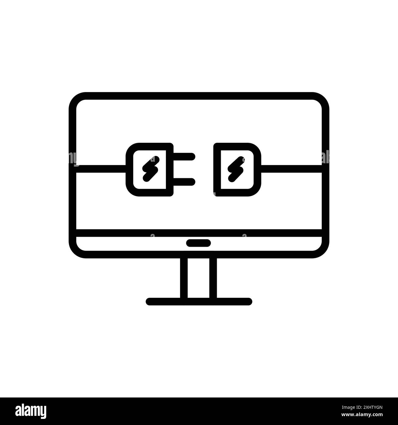 Electric Computer icon linear logo mark set collection in black and white for web Stock Vector ...