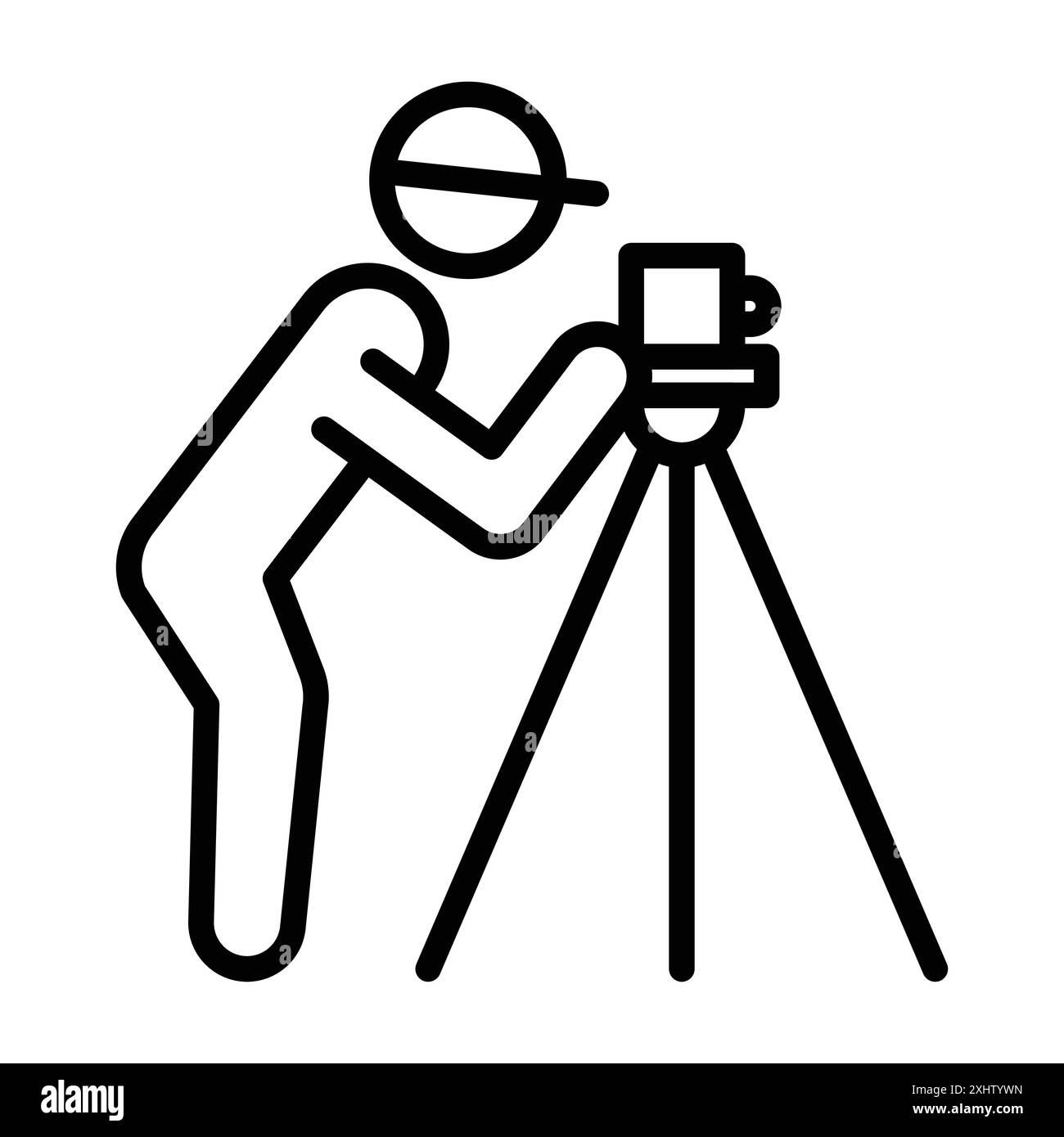 land surveyor icon linear logo mark set collection in black and white ...