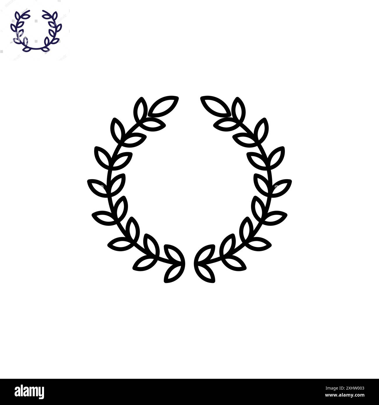 laurel wreath icon linear logo mark set collection in black and white ...