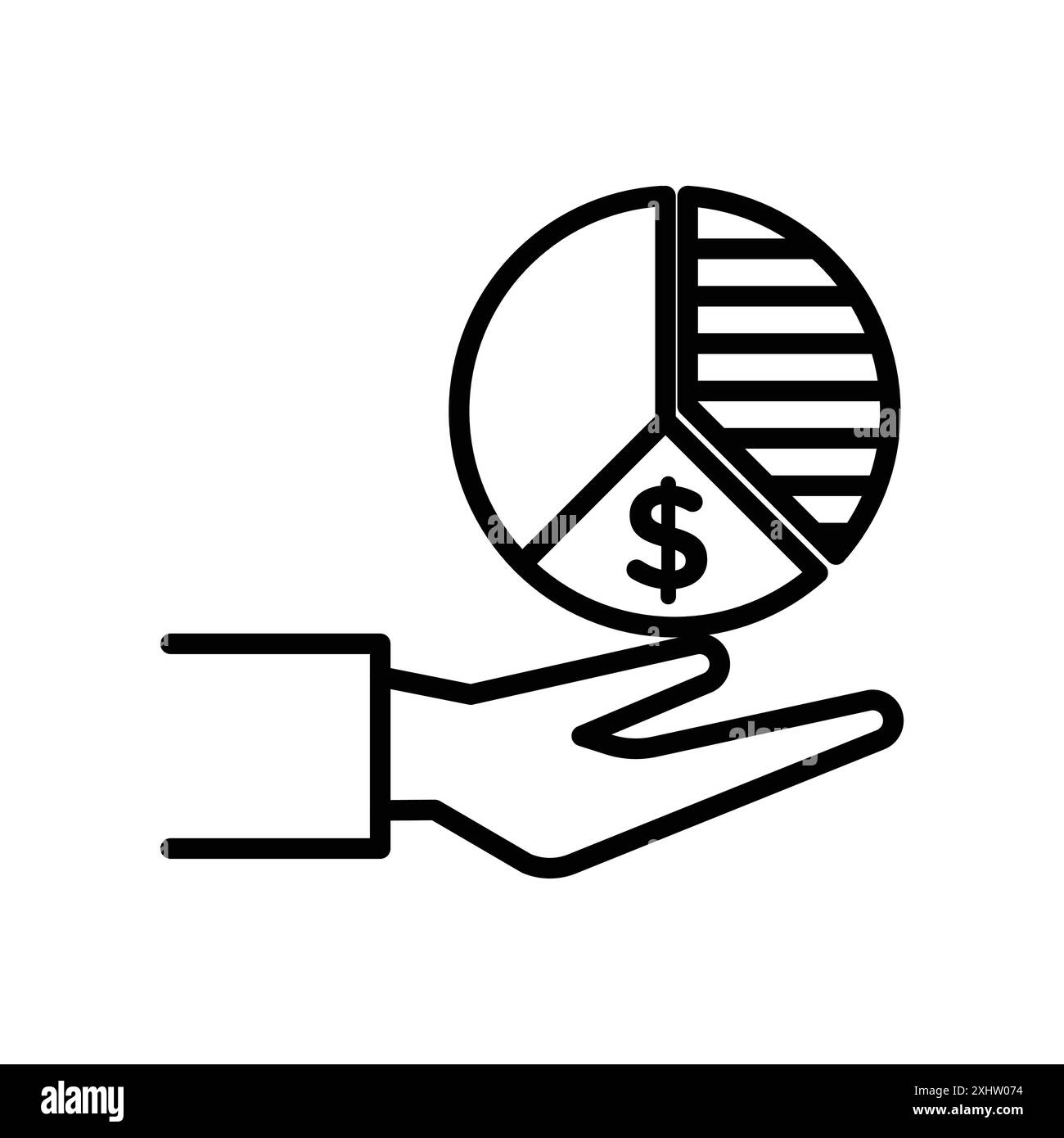 Market share icon linear logo mark set collection in black and white ...