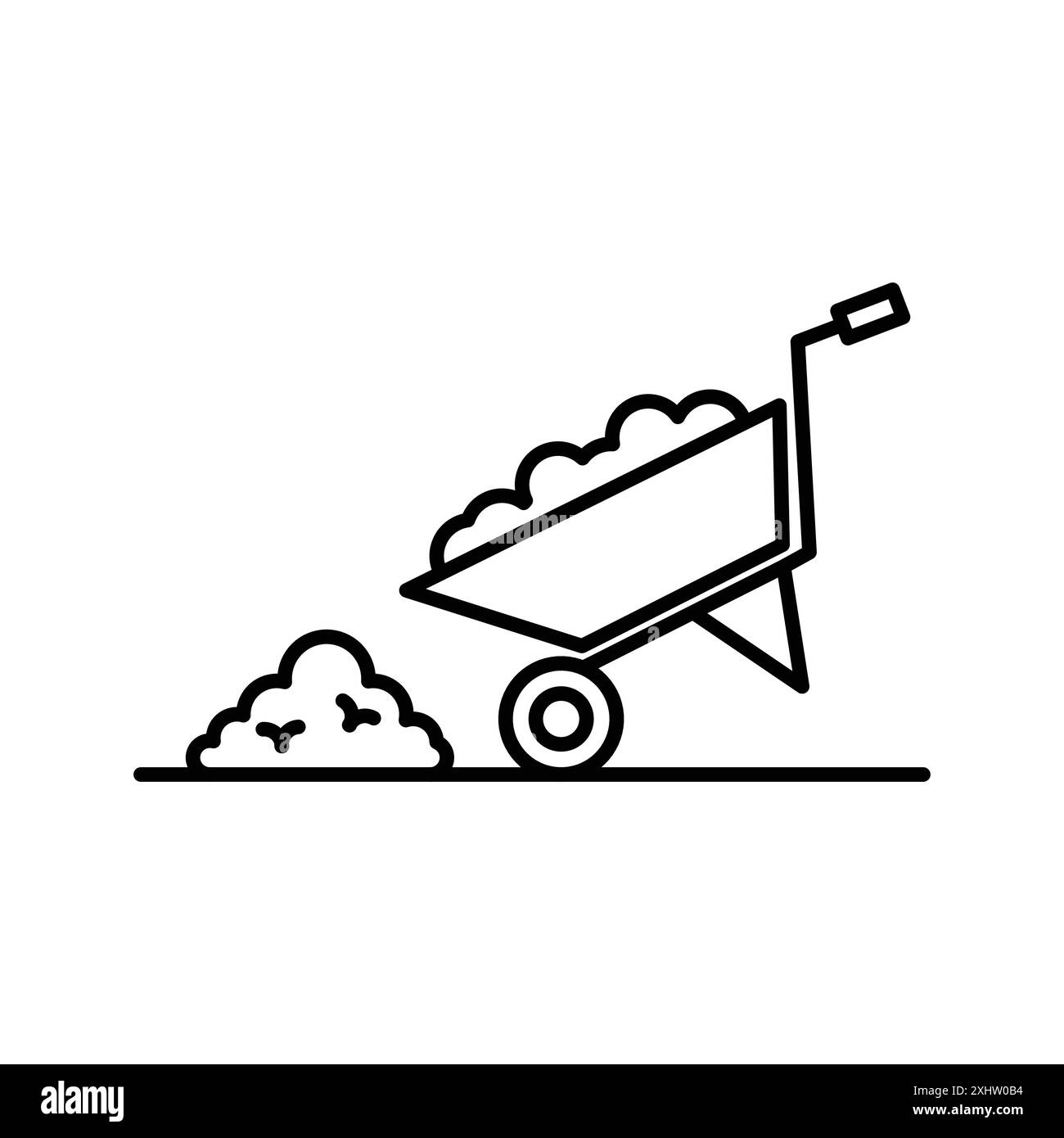 wheelbarrow unloading icon linear logo mark set collection in black and ...