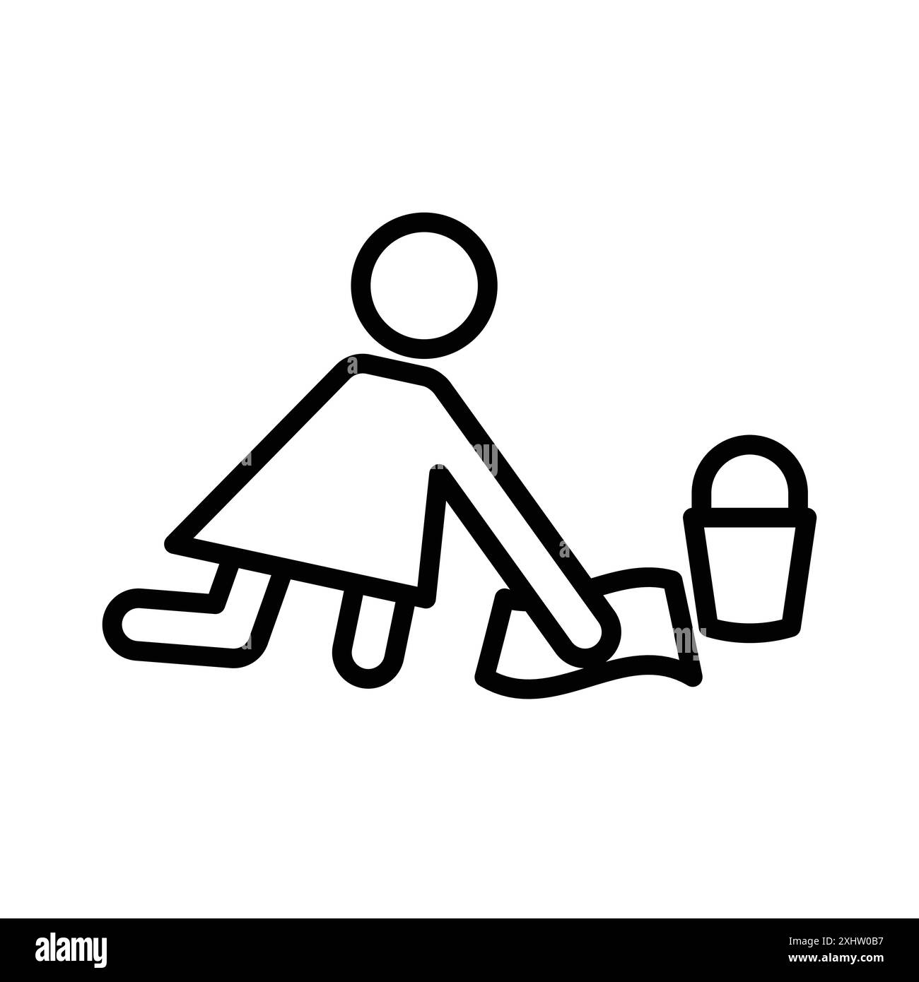 Mopping floors icon linear logo mark set collection in black and white ...