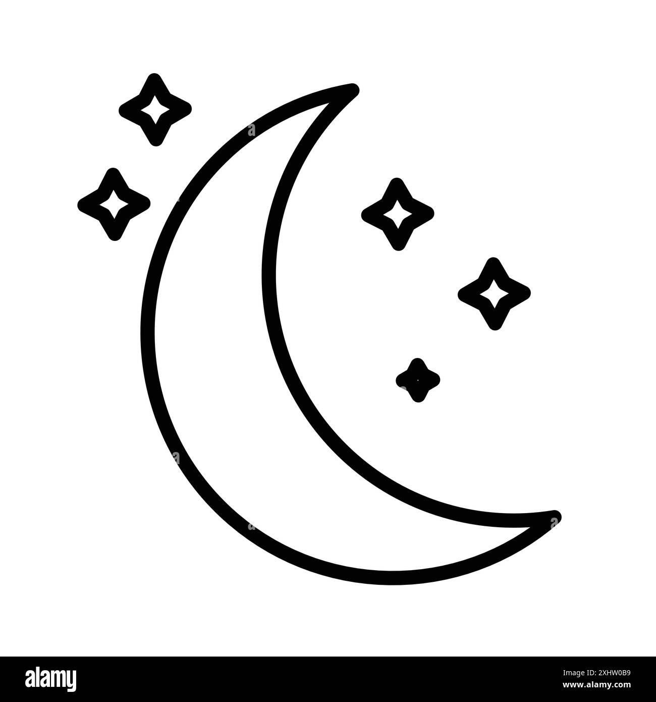moon outline icon linear logo mark set collection in black and white ...