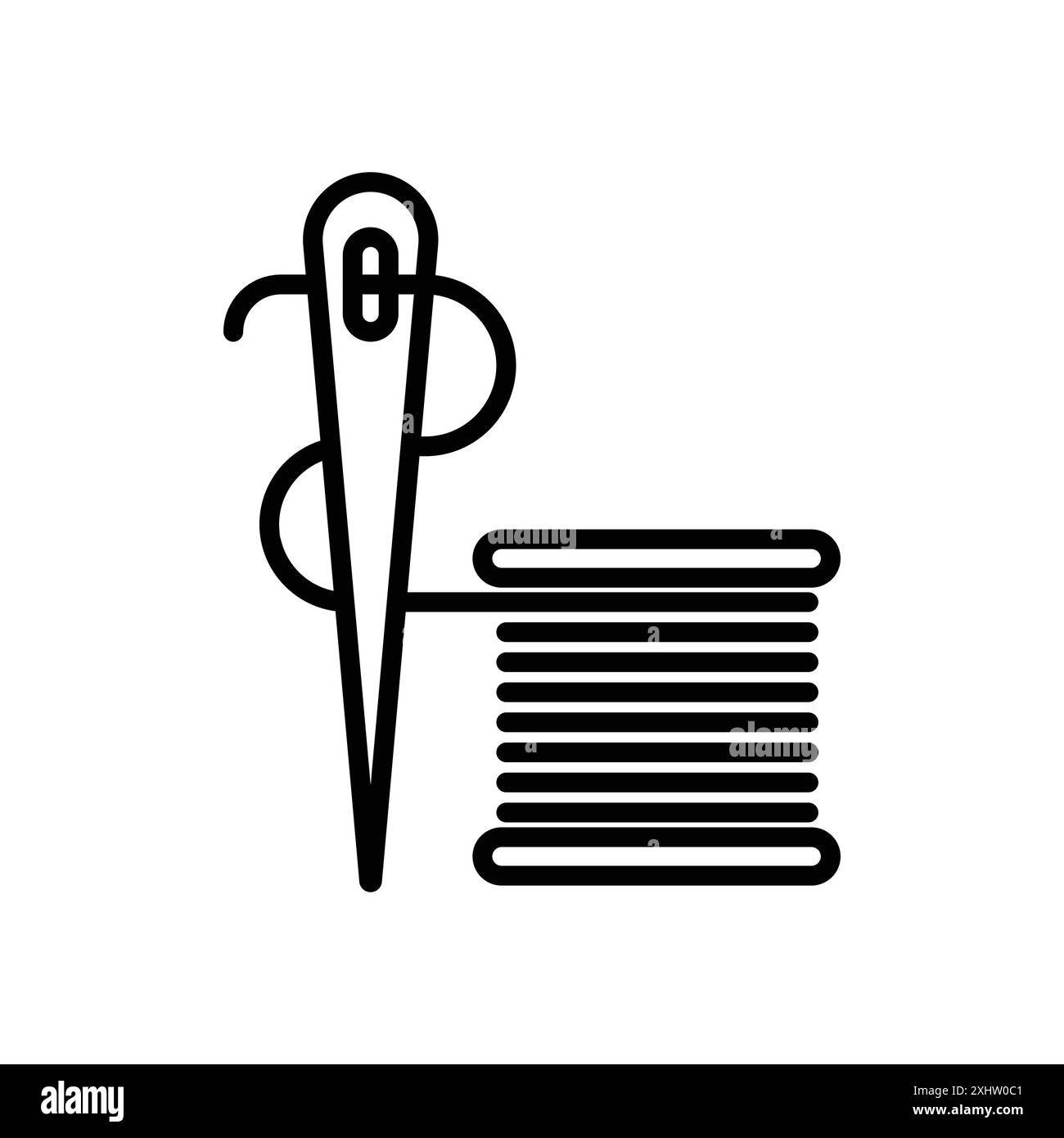 Needle Threads Icon Linear Logo Mark Set Collection In Black And White For Web Stock Vector