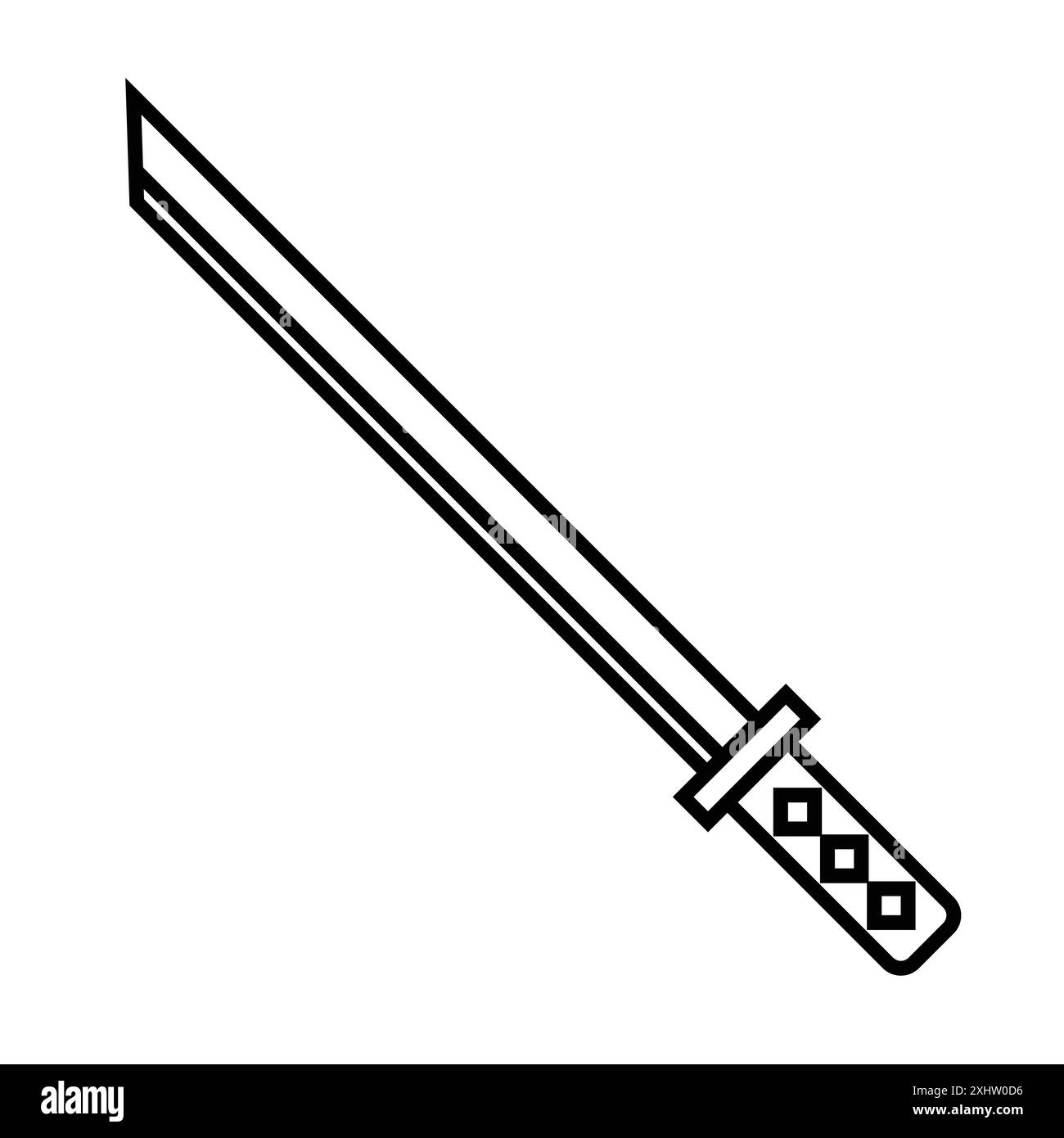 samurai sword icon linear logo mark set collection in black and white ...