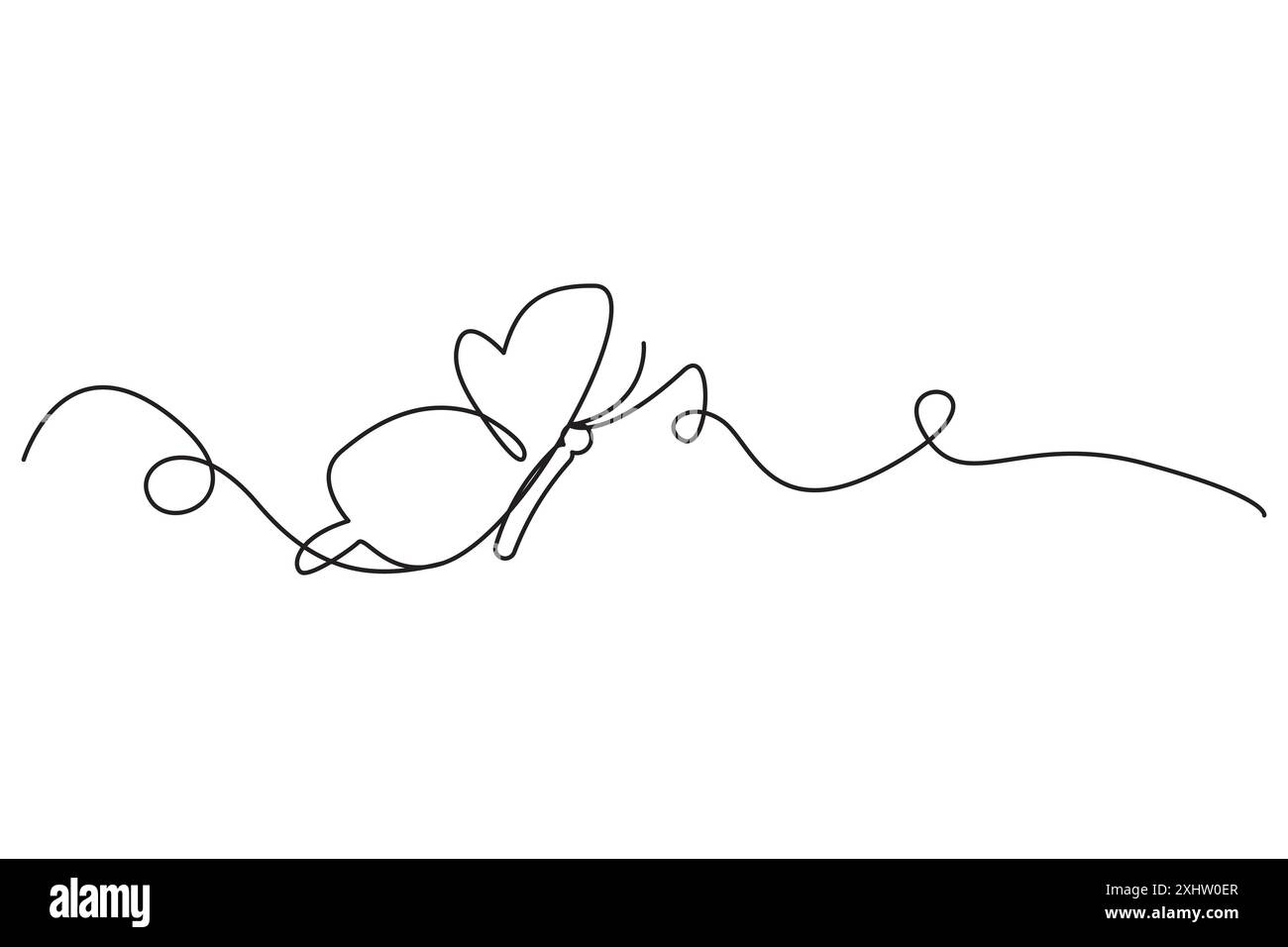 Butterfly line art. Minimalist flying insect. Continuous black stroke ...
