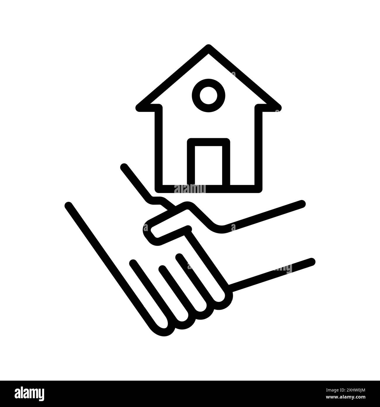 hands home deal icon linear logo mark set collection in black and white ...