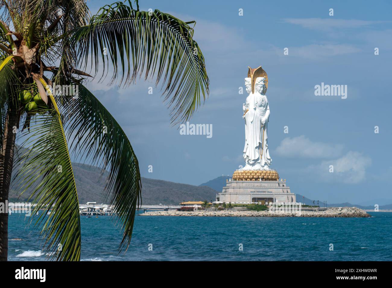 Statue of the goddess Guanyin on the territory of Nanshan buddhist ...