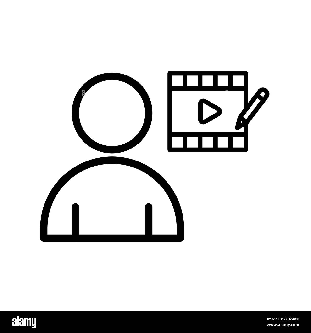 video Editor icon linear logo mark set collection in black and white for web Stock Vector Image ...