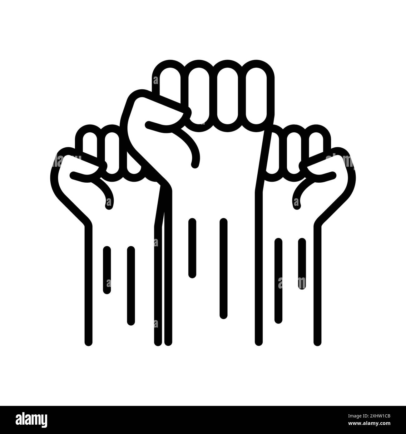 raised fists icon linear logo mark set collection in black and white ...