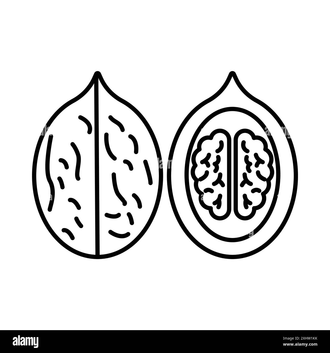 Walnut icon linear logo mark set collection in black and white for web ...