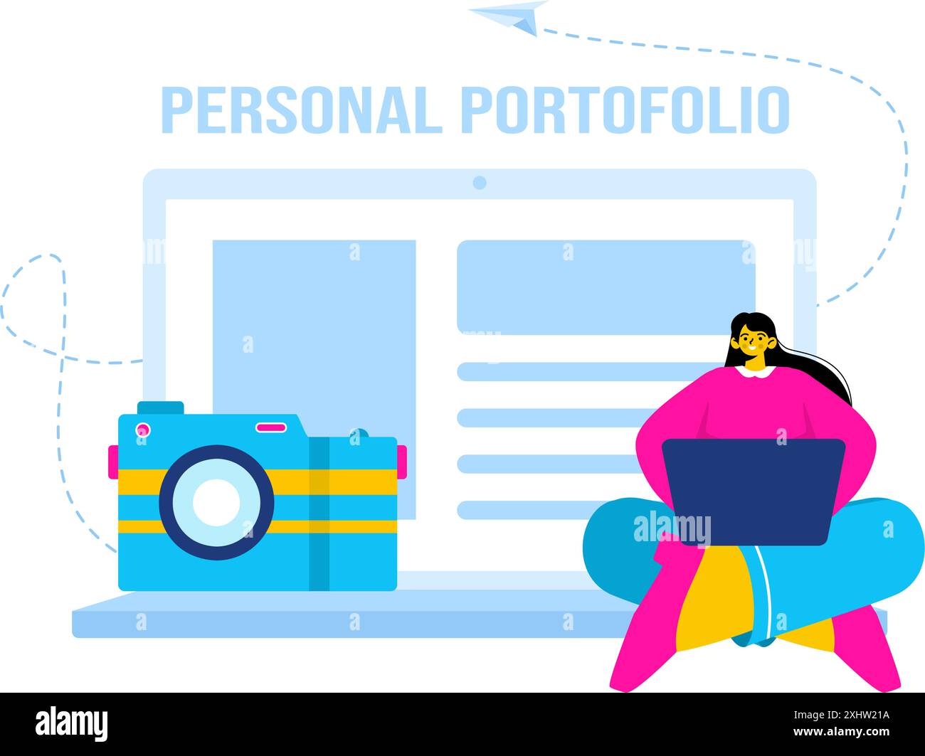 Personal Portfolio Vector Illustration with Profile Data, Resume, or ...