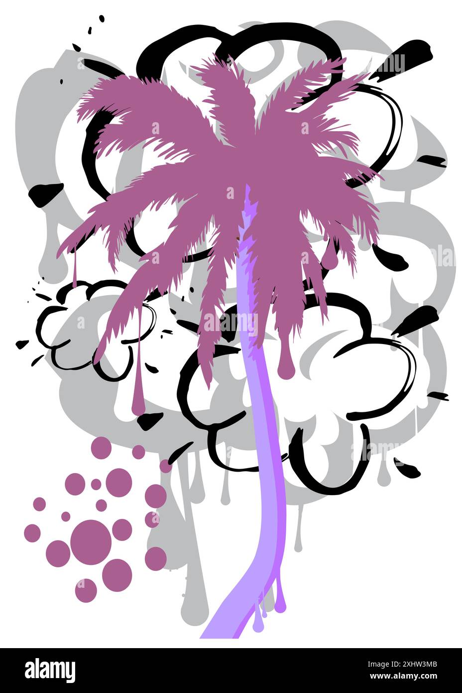 Palm Tree graffiti. Abstract modern street art decoration performed in ...