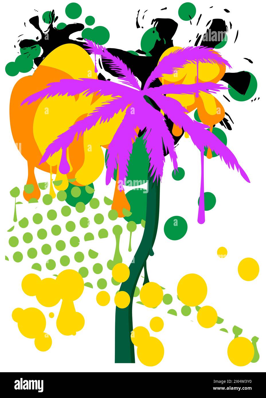 Palm Tree graffiti. Abstract modern street art decoration performed in ...