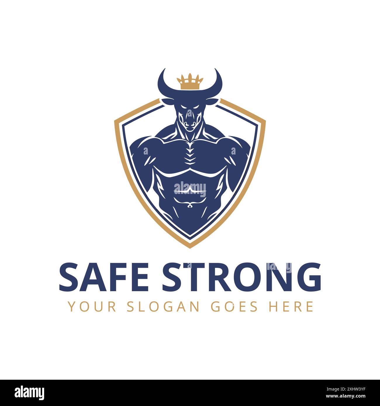 Horned Bull Crown Animal Safe Strong Shield Body Muscle Logo Template ...