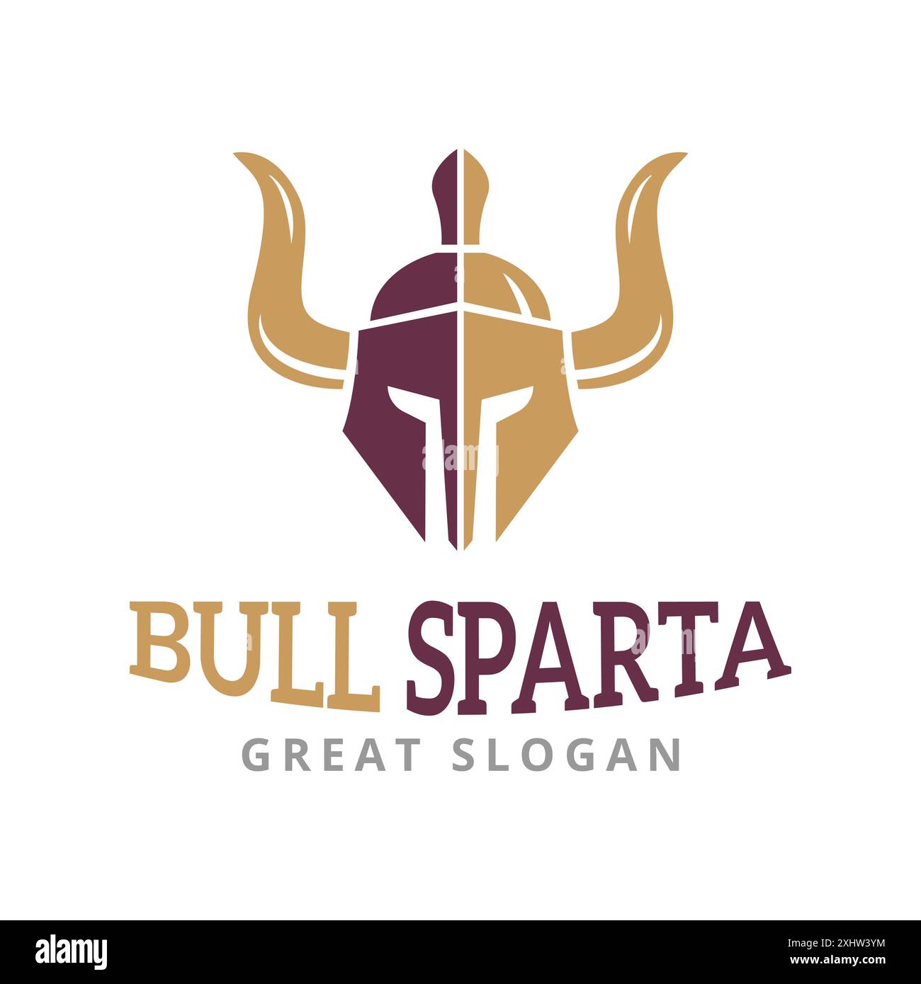 Horned Bull Head Animal Sparta Strong Knight Warrior Logo Template ...